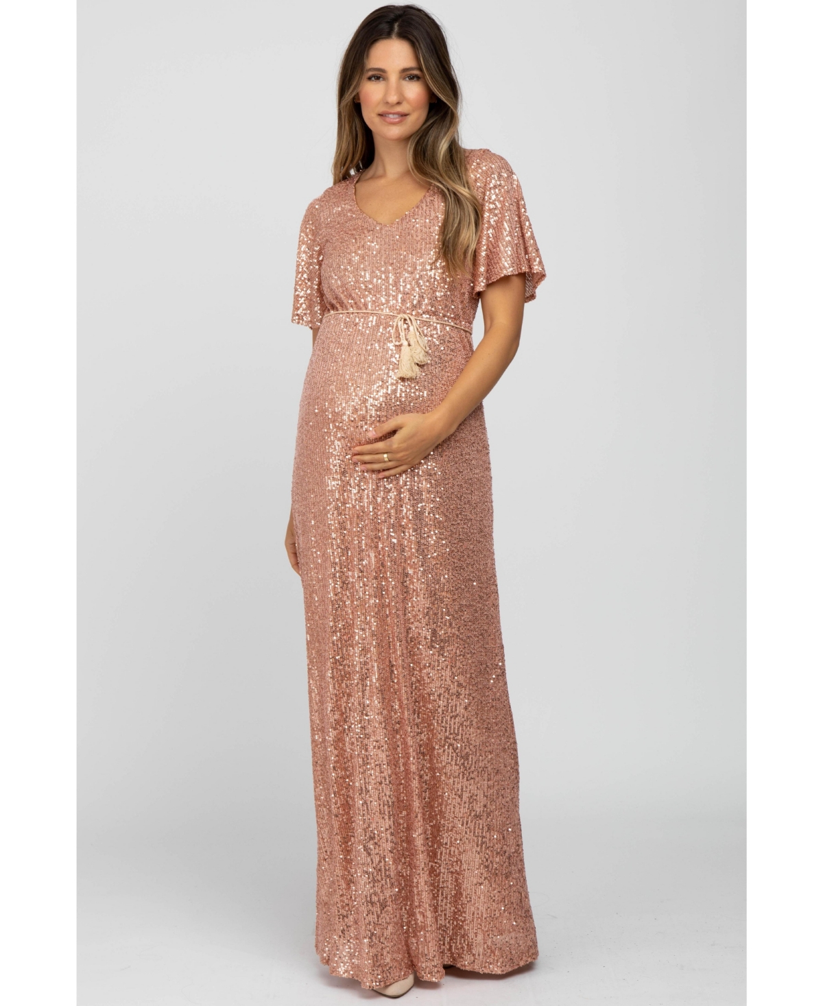 Click here for Pinkblush Maternity Black Sequin Short Sleeve Maxi... prices