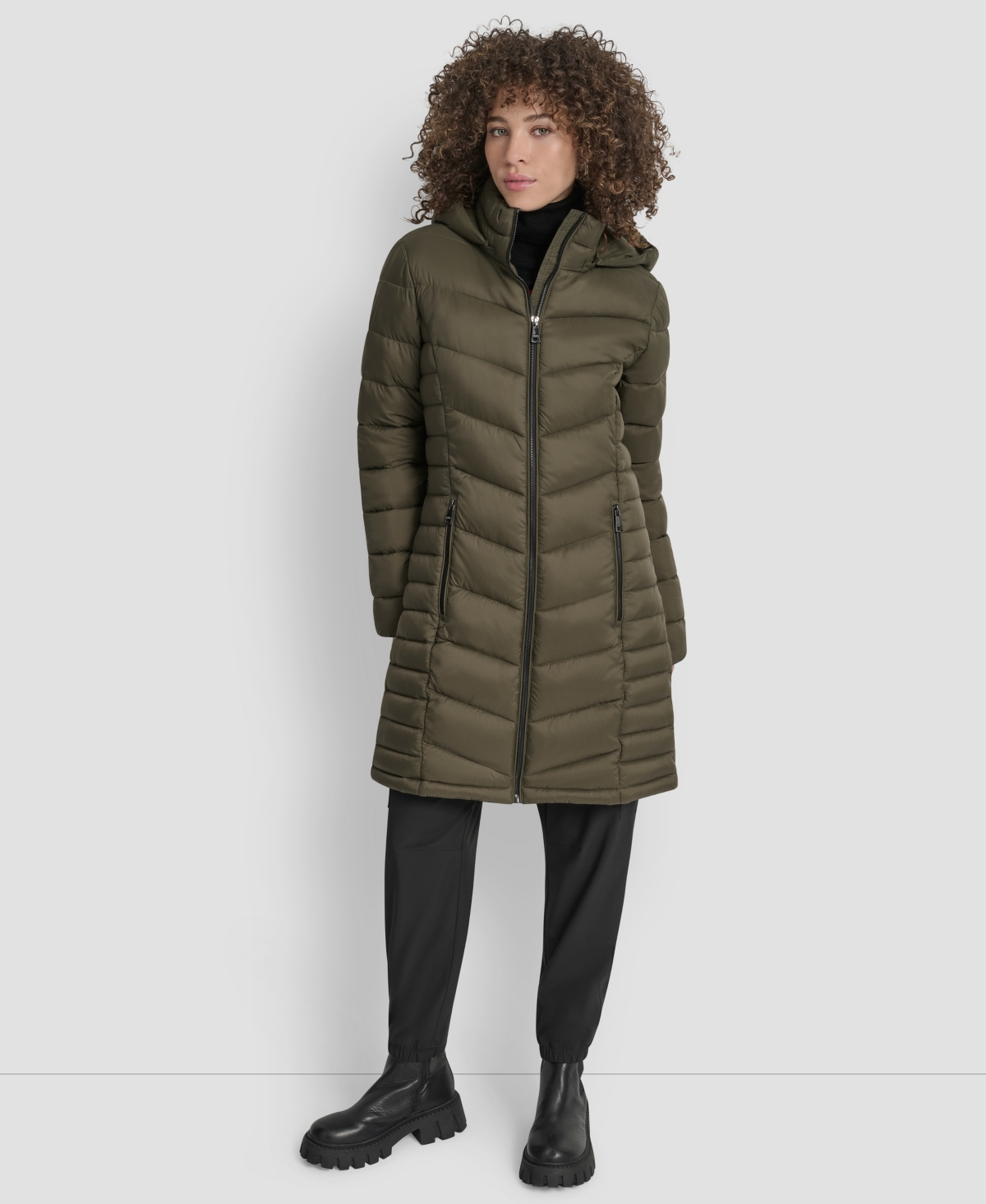 Click here for Dkny Womens Zip-Front Long Coat - Loden prices