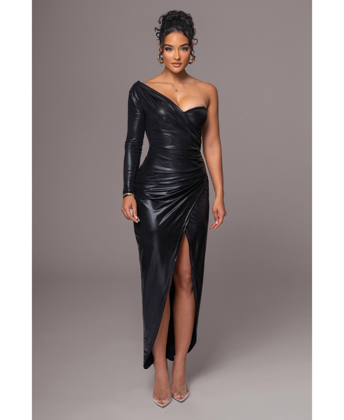 Click here for Jluxlabel Womens Kaleah Metallic Maxi Dress - Blac... prices