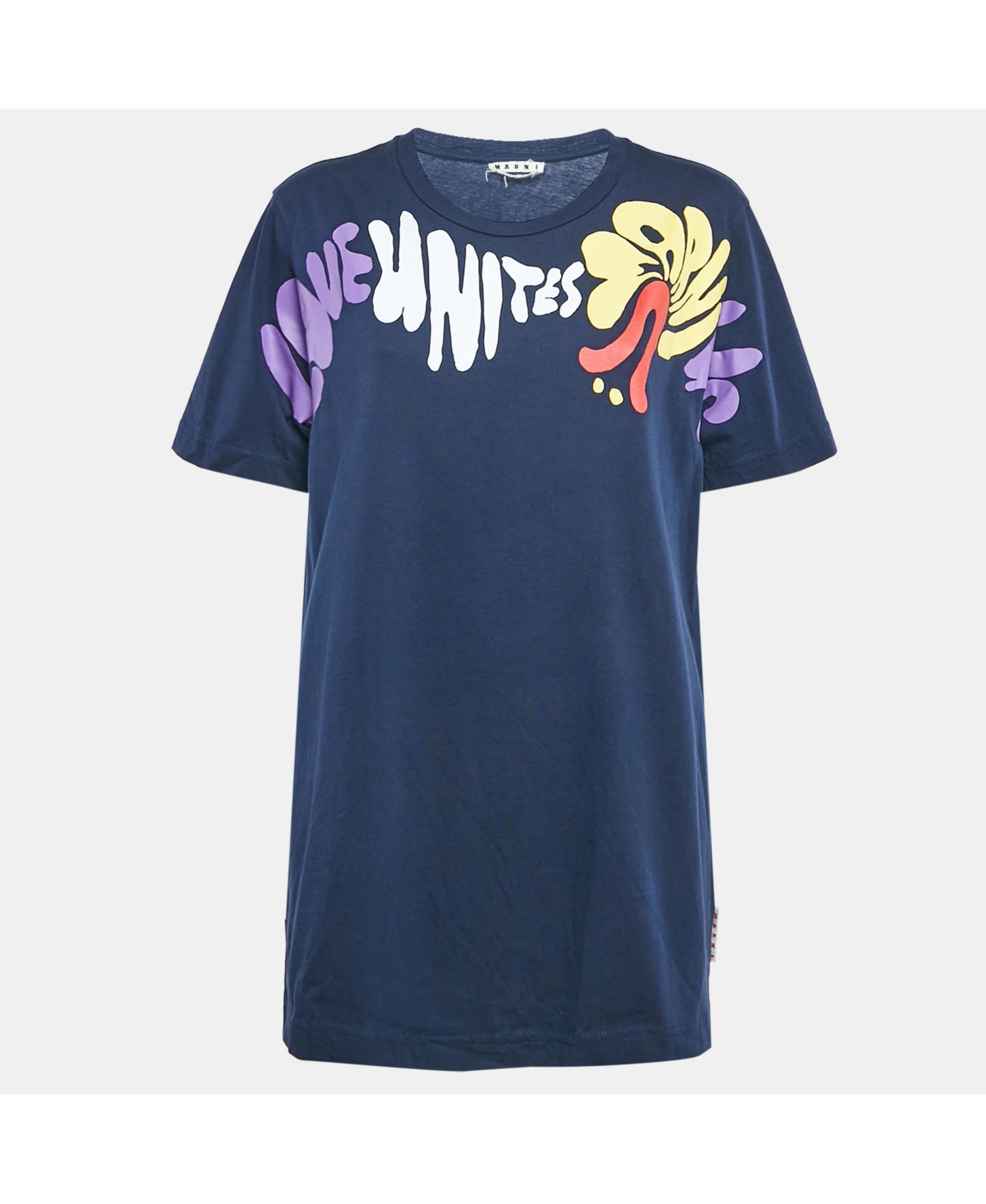 Click here for Pre-Owned Marni Womens Navy Blue Printed Cotton Cr... prices