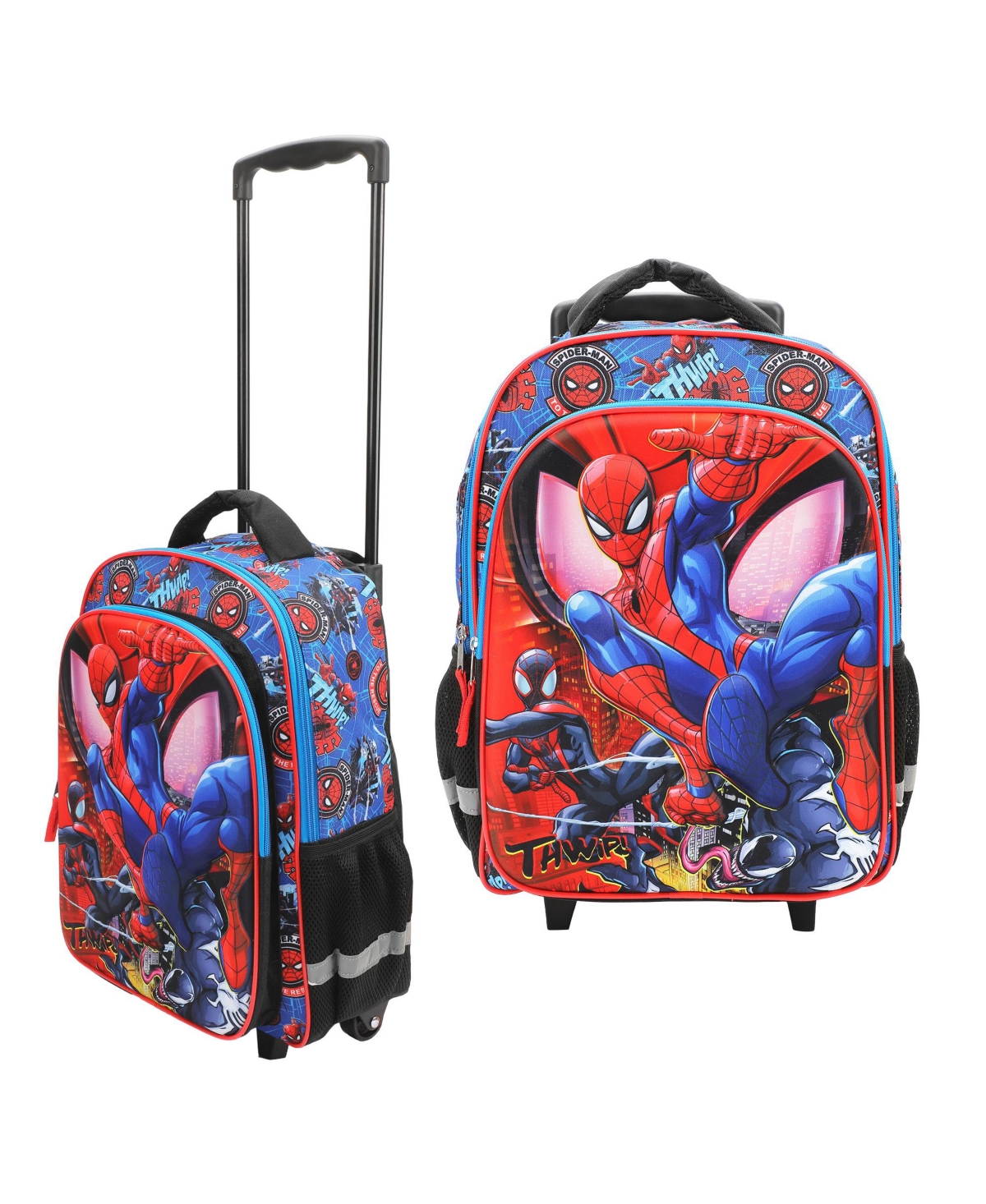 Click here for Bioworld Batman Rolling Backpack - Red  blue  blac... prices