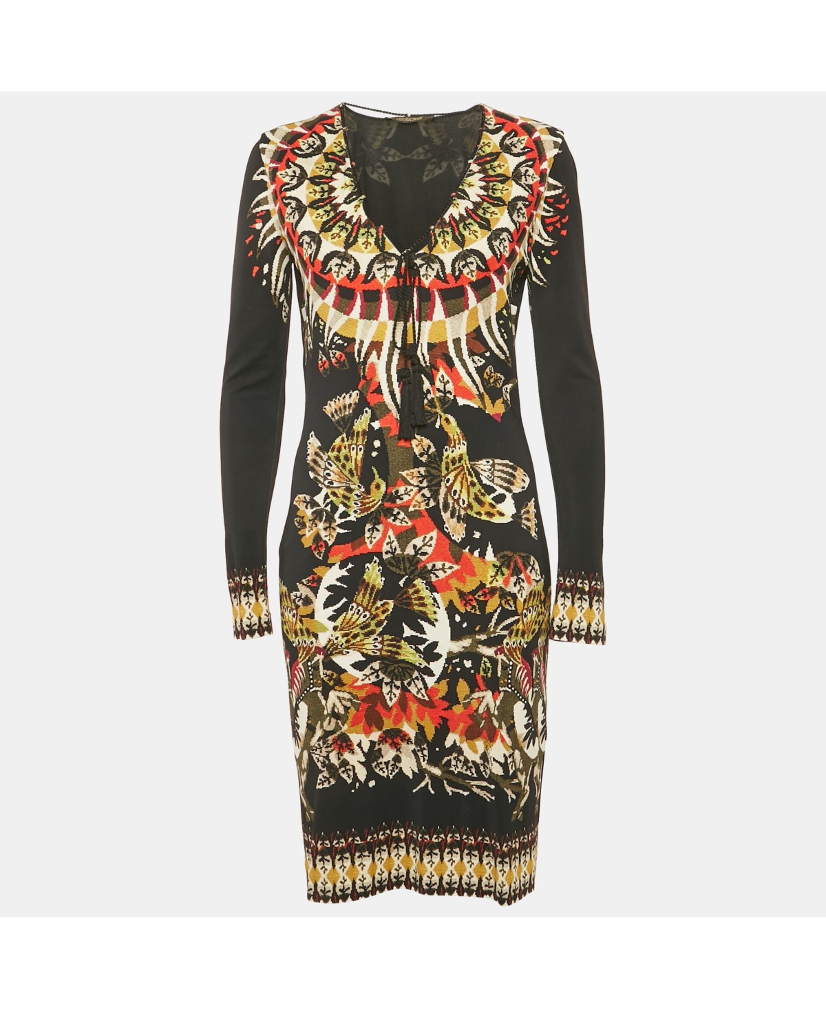 Click here for Pre-Owned Roberto Cavalli Womens Black Printed Jer... prices