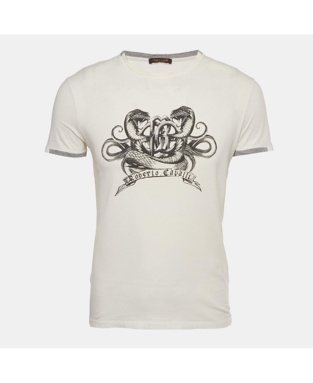 Click here for Pre-Owned Roberto Cavalli Mens Cream Printed Jerse... prices