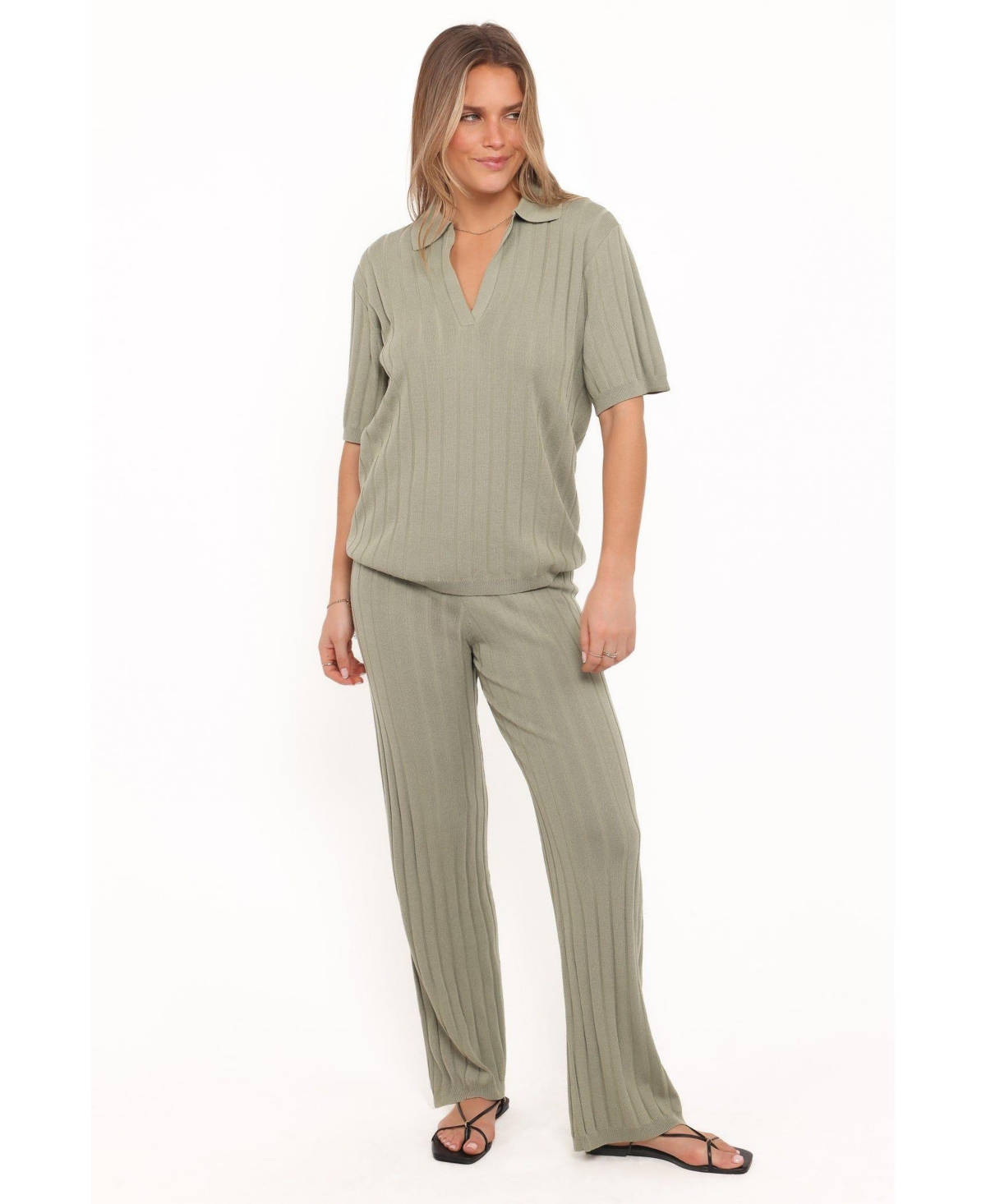 Click here for Petal and Pup Womens Yulissa Wide Ribbed Pant Set.... prices