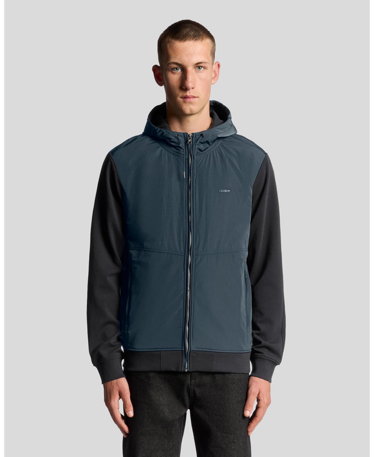 Click here for Lyle & Scott Mens Half Raglan Hybrid Hoodie - Dark... prices