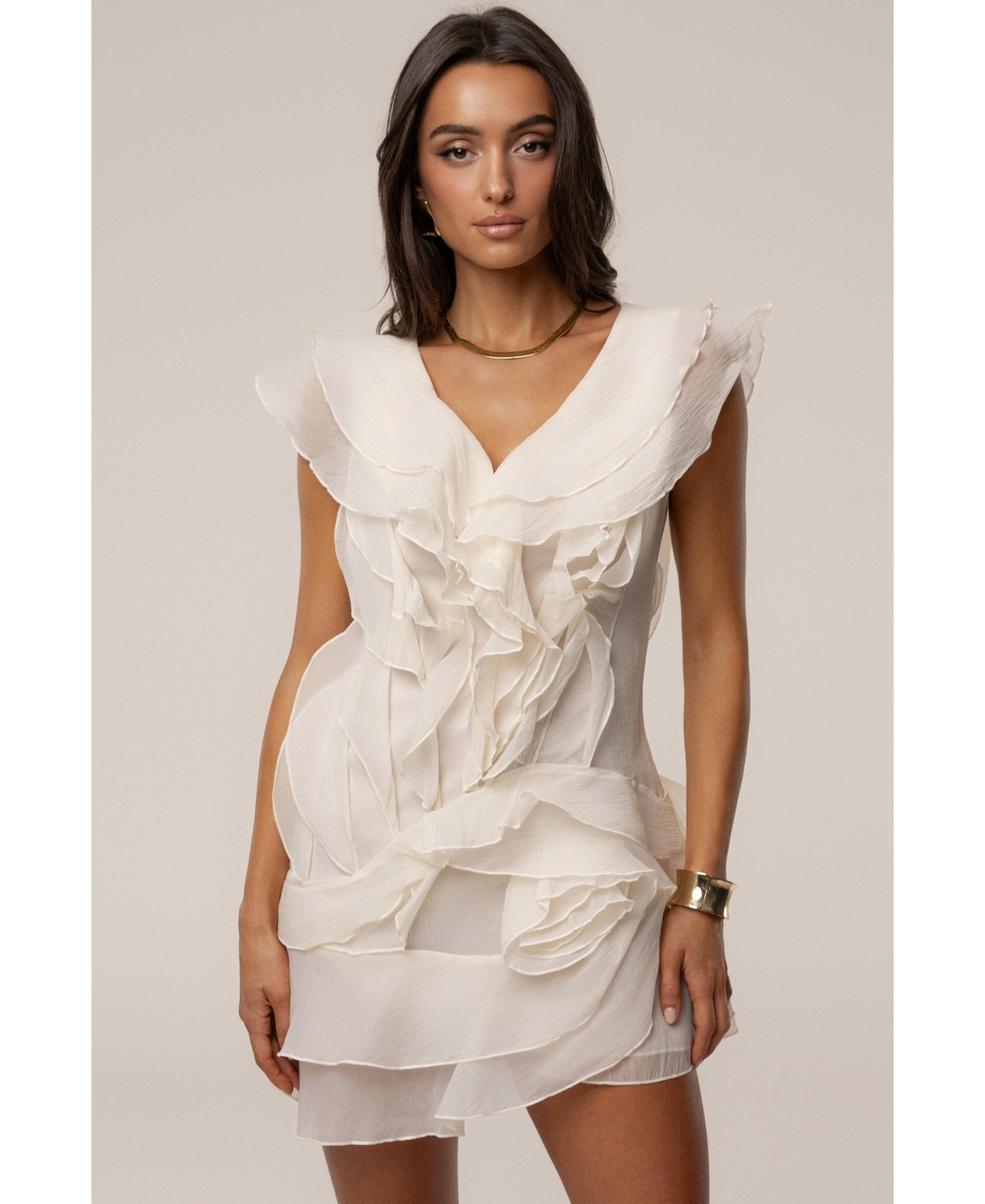 Click here for Jluxlabel Womens Dove Chiffon Mini Dress. - Ivory prices