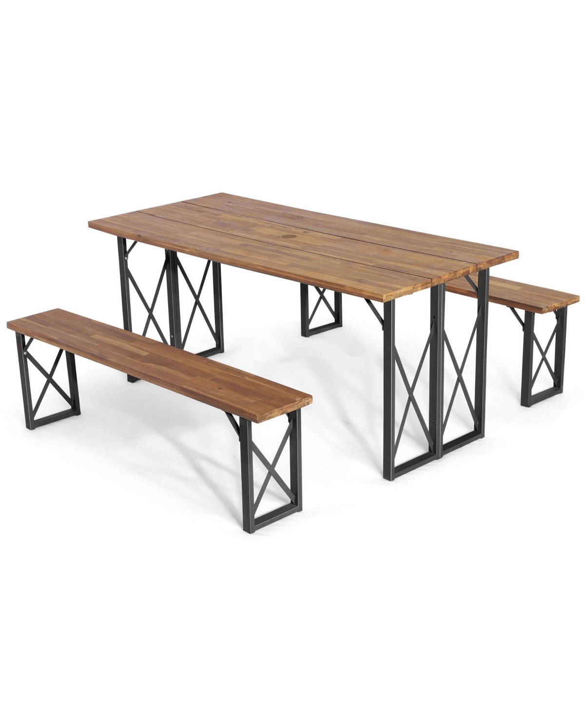 Click here for Costway 3 Pcs Outdoor Acacia Wood Patio Dining Tab... prices