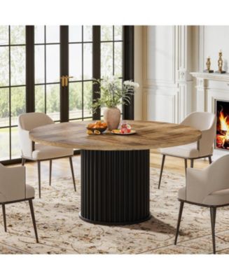 Tribesigns 47.24-Inch Black Round Dining Table for 4-6 People, Modern ...