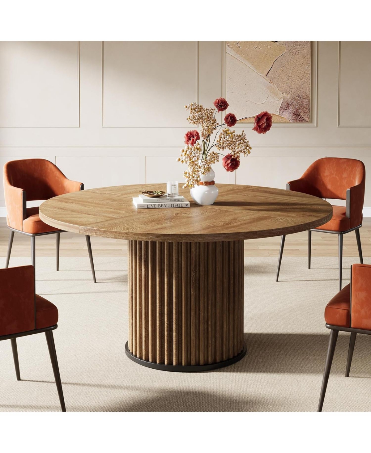 Click here for Tribesigns 47.24-Inch Black Round Dining Table for... prices