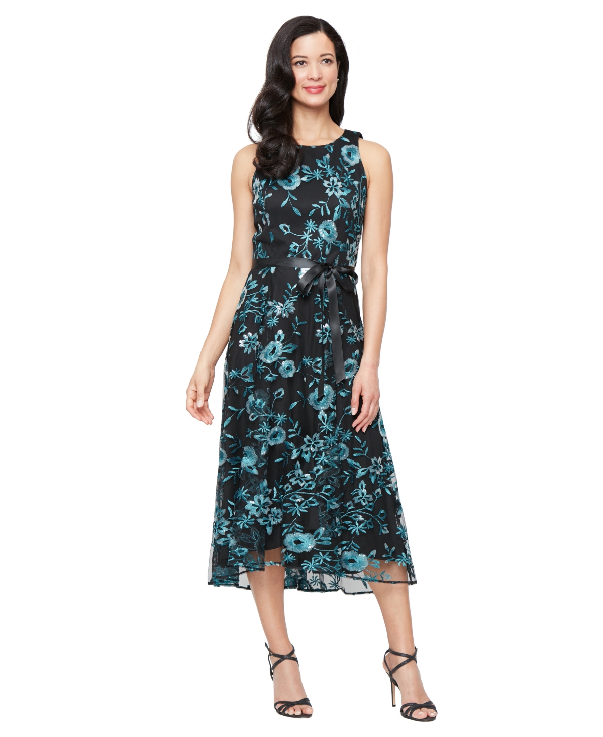 Click here for Alex Evenings Womens Embroidered Tulle Midi Dress... prices