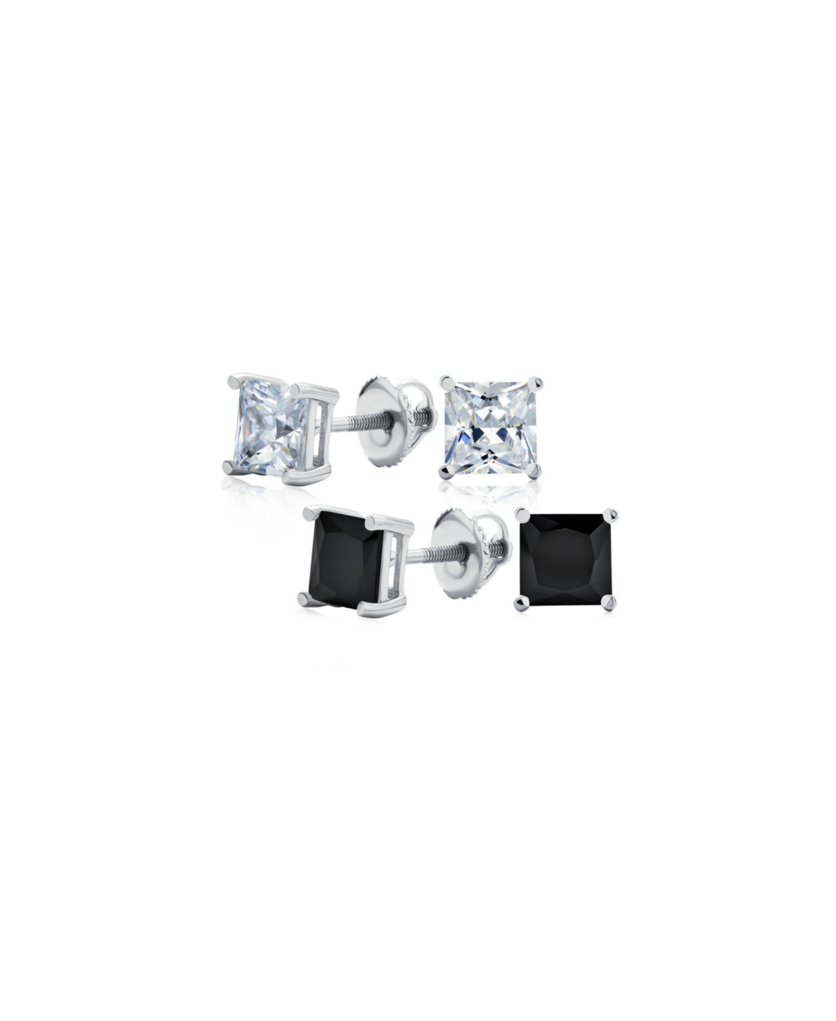 Click here for Bling Jewelry Set of 2 Square Cz Stud Earrings Sil... prices