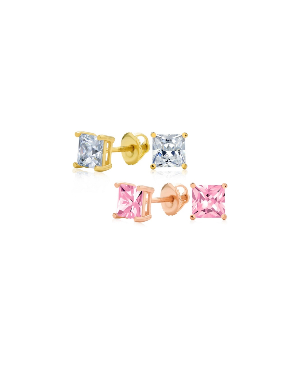 Click here for Bling Jewelry Set of 2 Square Cz Stud Earrings Sil... prices