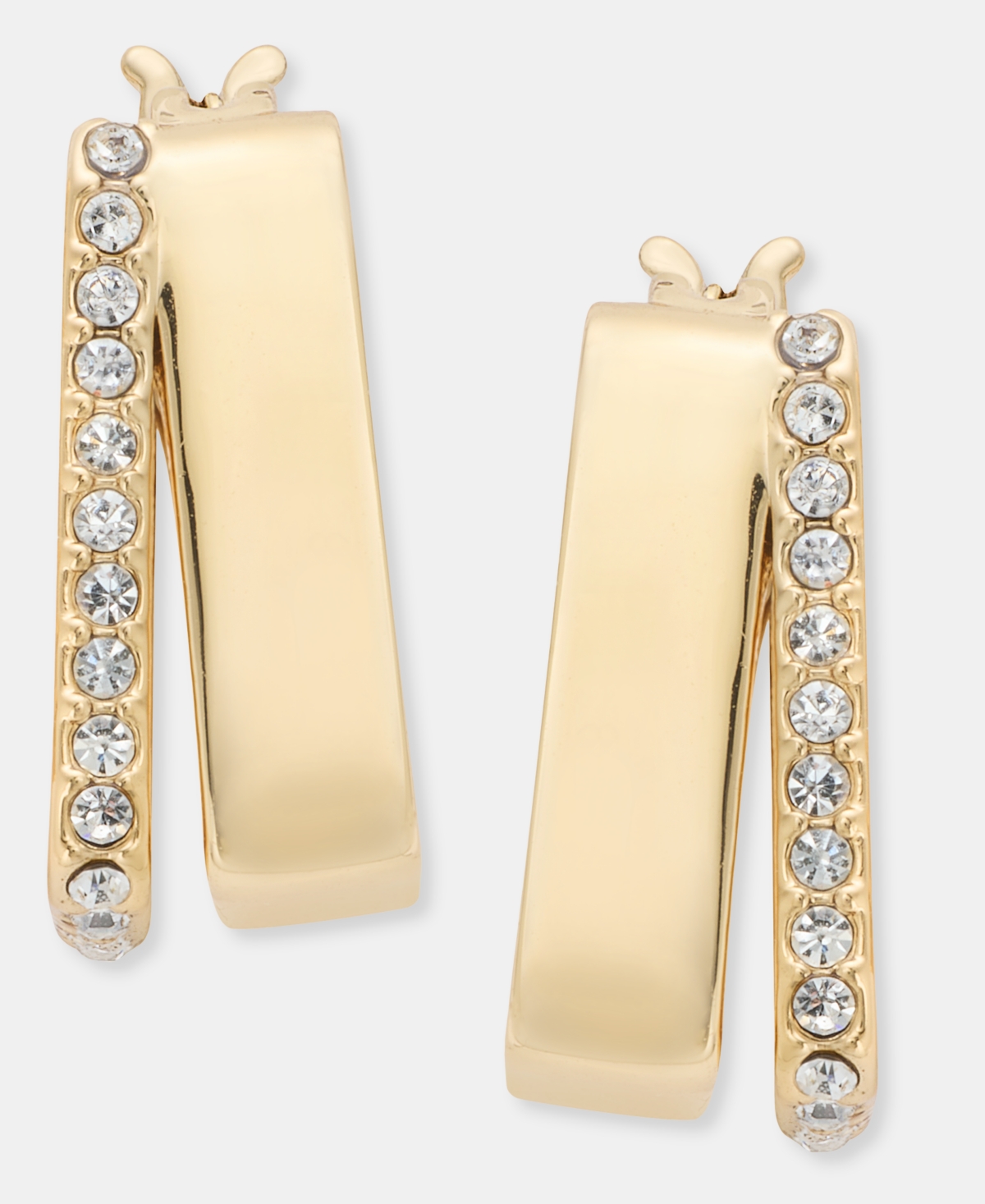 Click here for Dkny Gold-Tone Pave Square Split Hoop Earrings - C... prices