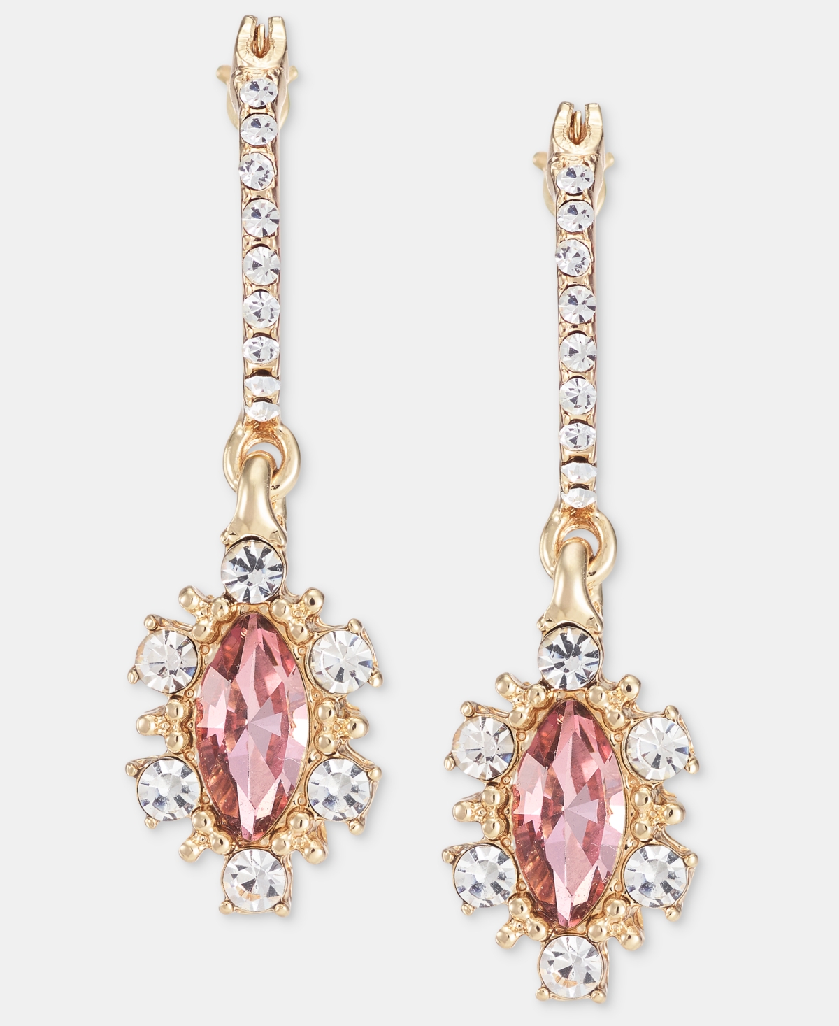 Click here for Marchesa Crystal Drop Huggie Hoop Earrings - Pink prices