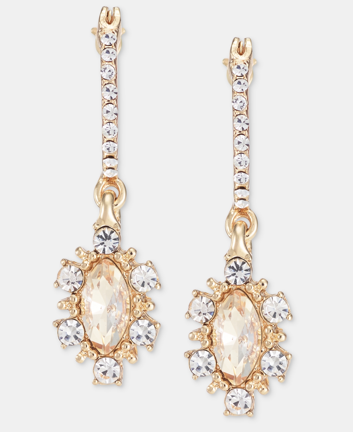Click here for Marchesa Crystal Drop Huggie Hoop Earrings - Gold prices