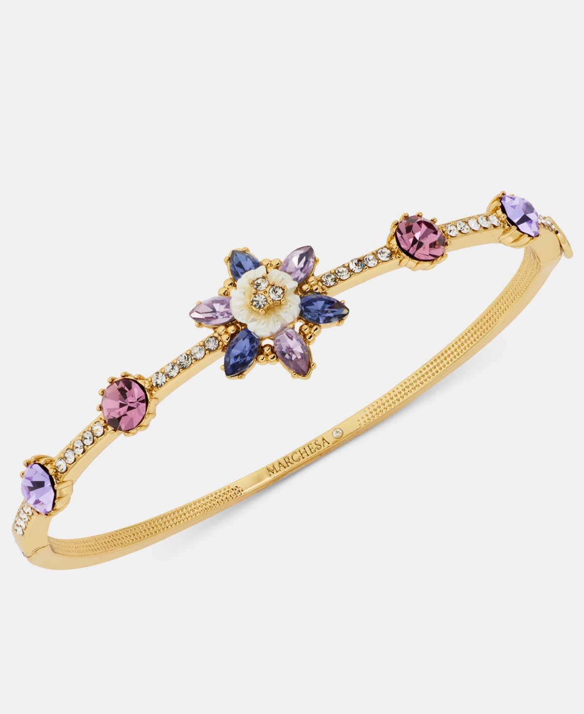 Click here for Marchesa Multi-Stone Floral Bangle Bracelet - Purp... prices