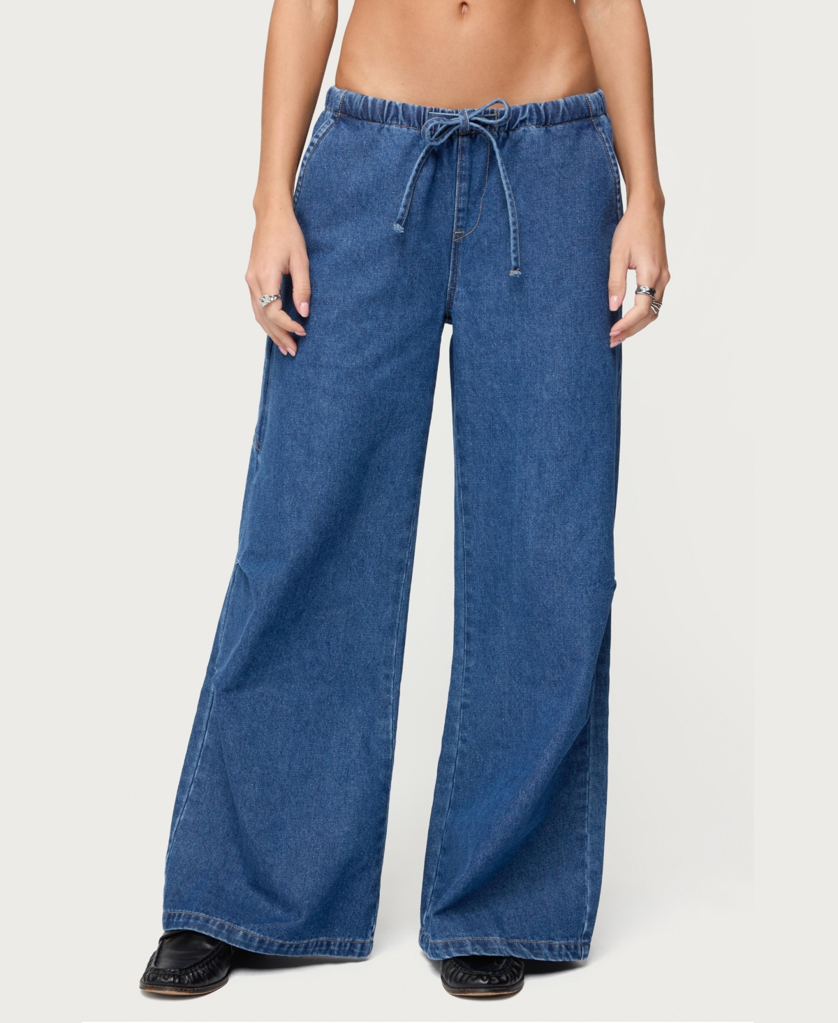 Click here for Edikted Womens Vicky Tie Waist Low Rise Baggy Jean... prices