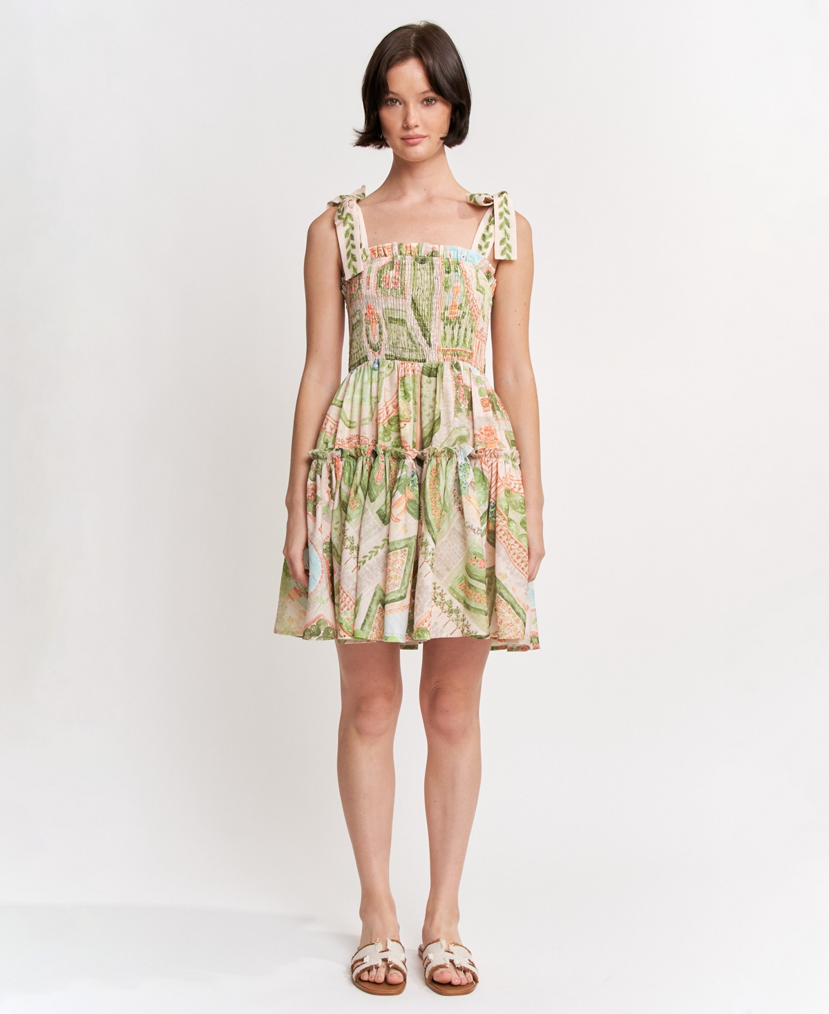 Click here for En Saison Womens Sariyah Square Neck Tiered Mini D... prices