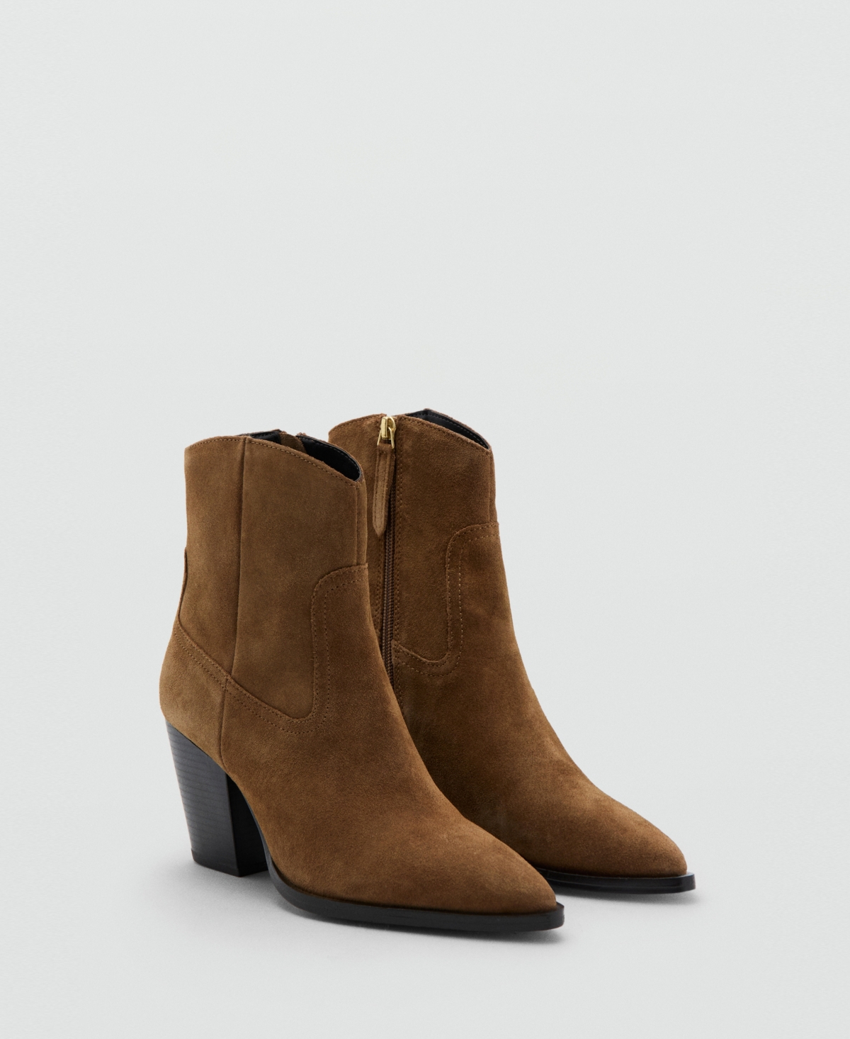 Click here for Mango Womens Suede Block-Heel Boots - Brown prices