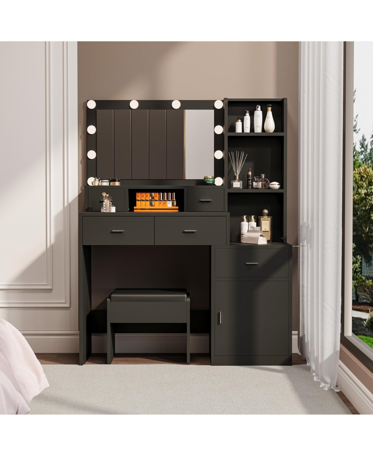 Click here for Streamdale Furniture Black Vanity with Mirror Hair... prices