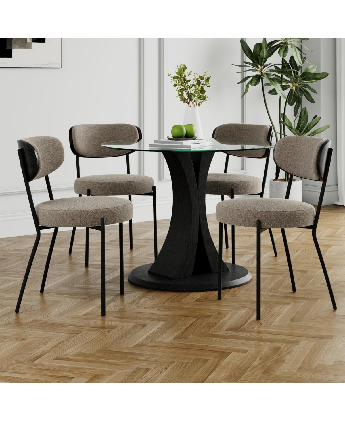 Click here for Streamdale Glass Round Table & 4 Chairs - Modern K... prices