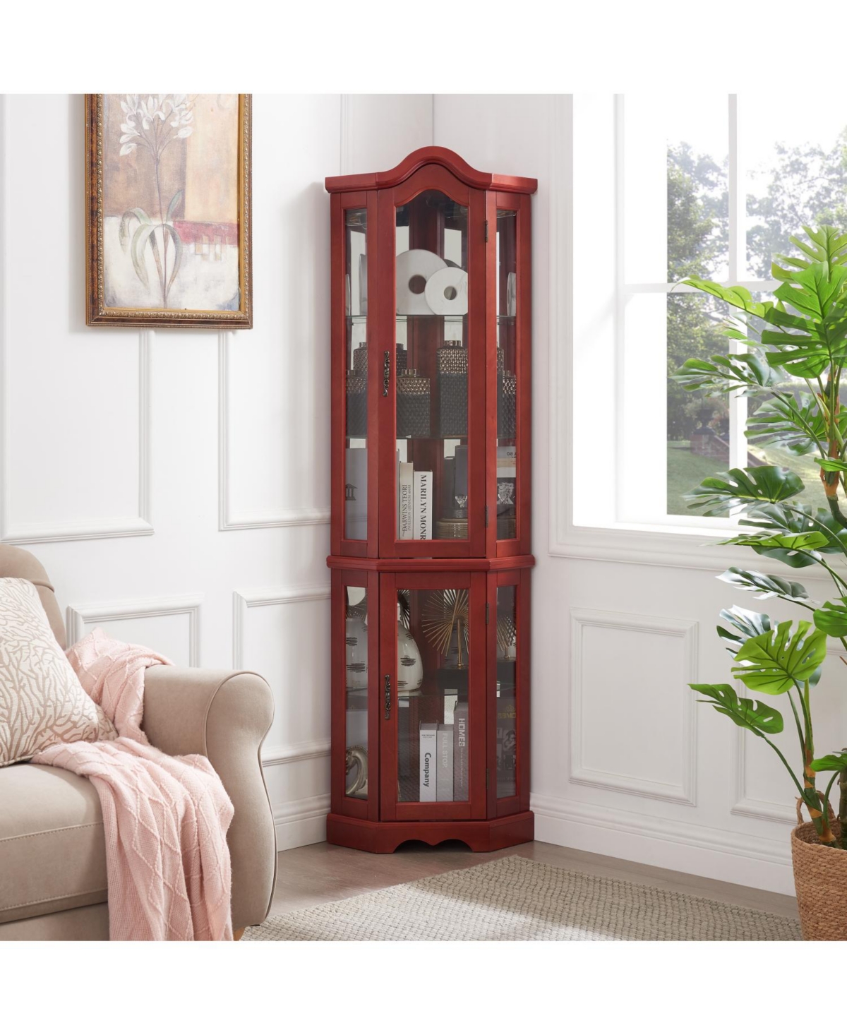 Click here for Streamdale Furniture Lighted Cherry Corner Curio C... prices