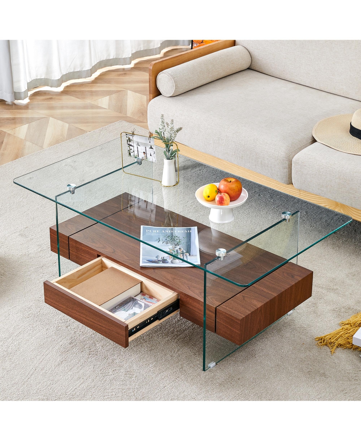 Click here for Lovmor 43.3 Inch Modern Two-Tier Coffee Table prices