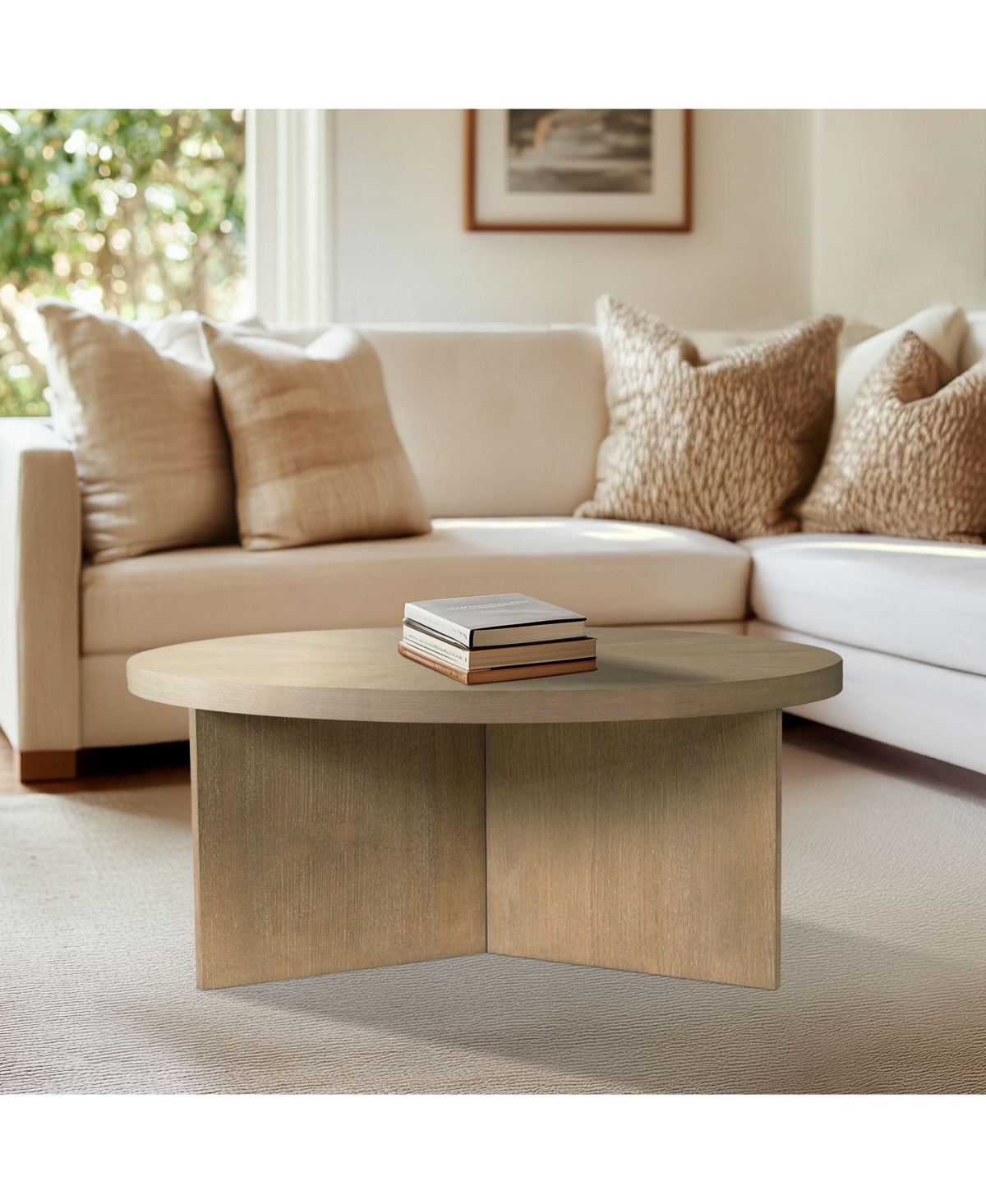 Click here for Lovmor Round Coffee Table with Starburst Veneer To... prices