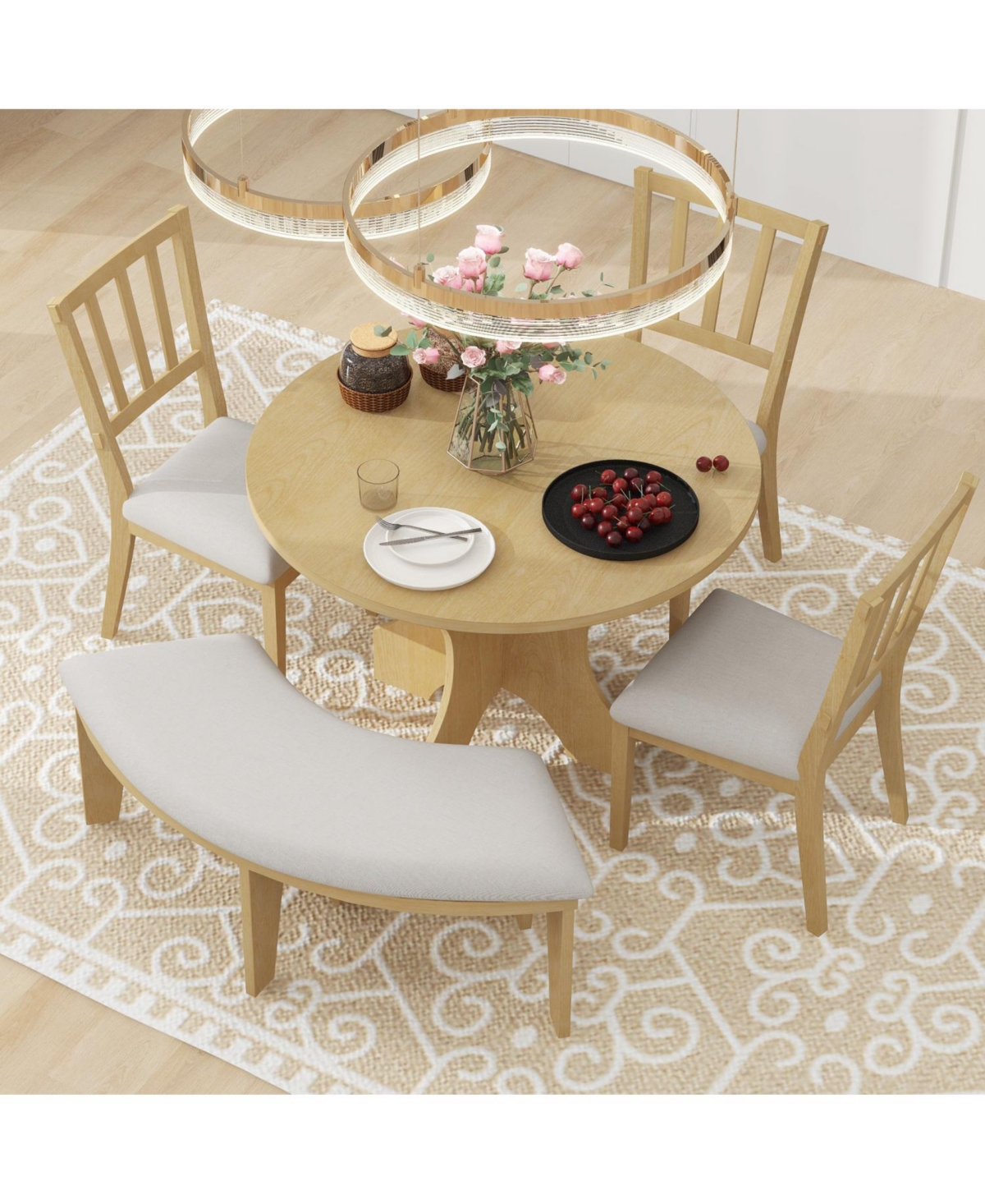 Click here for Streamdale Rustic Charm Round Dining Set with Upho... prices