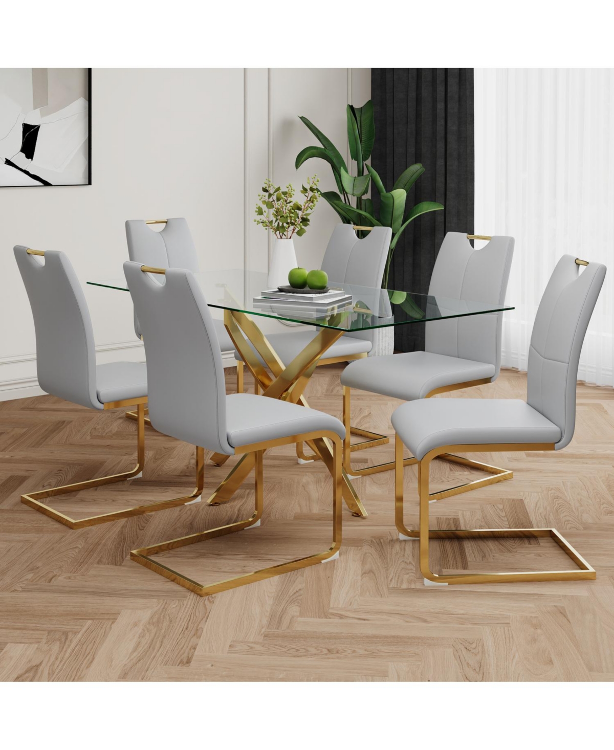 Click here for Streamdale Furniture Modern Glass Table & Gray Cha... prices