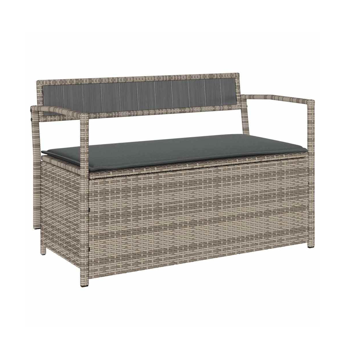 Click here for vidaXL Garden Storage Bench with Cushion Grey Poly... prices