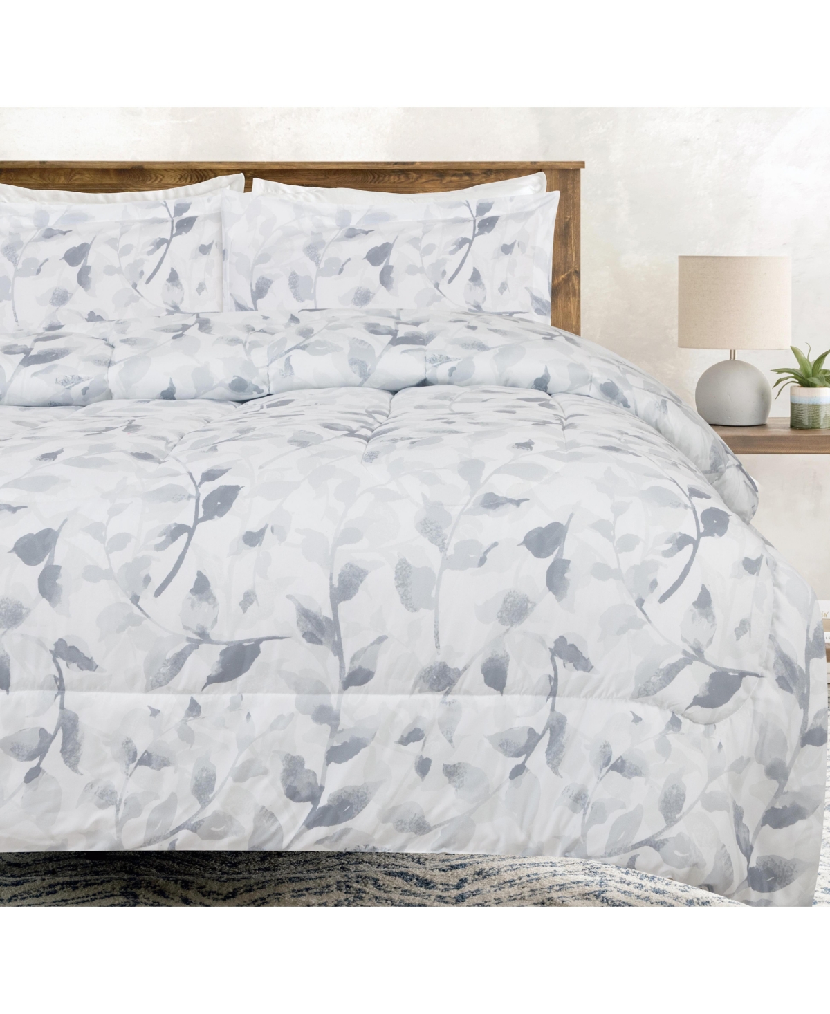 Click here for Chanasya Premium Gray Leaf Comforter Set –... prices