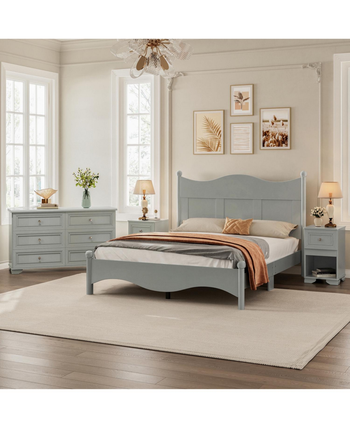 Click here for Streamdale Furniture 4-Piece Retro Bedroom Set Que... prices