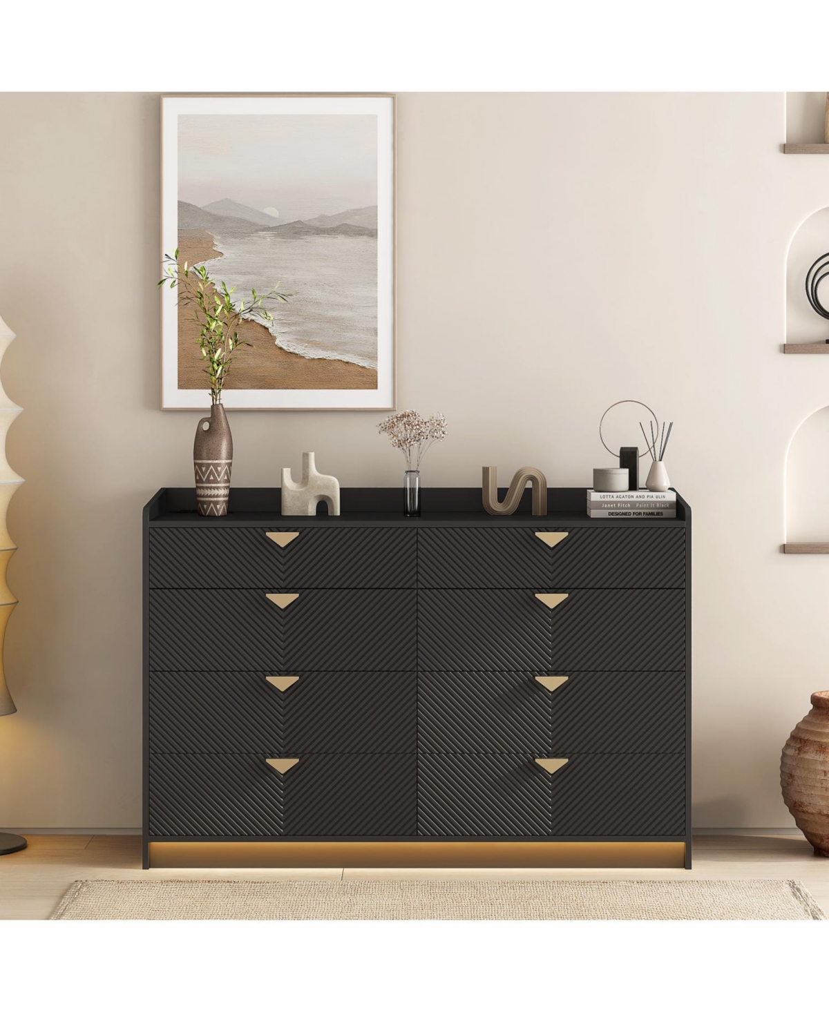 Click here for Streamdale FurnitureModern Led 8-Drawer Double Dre... prices