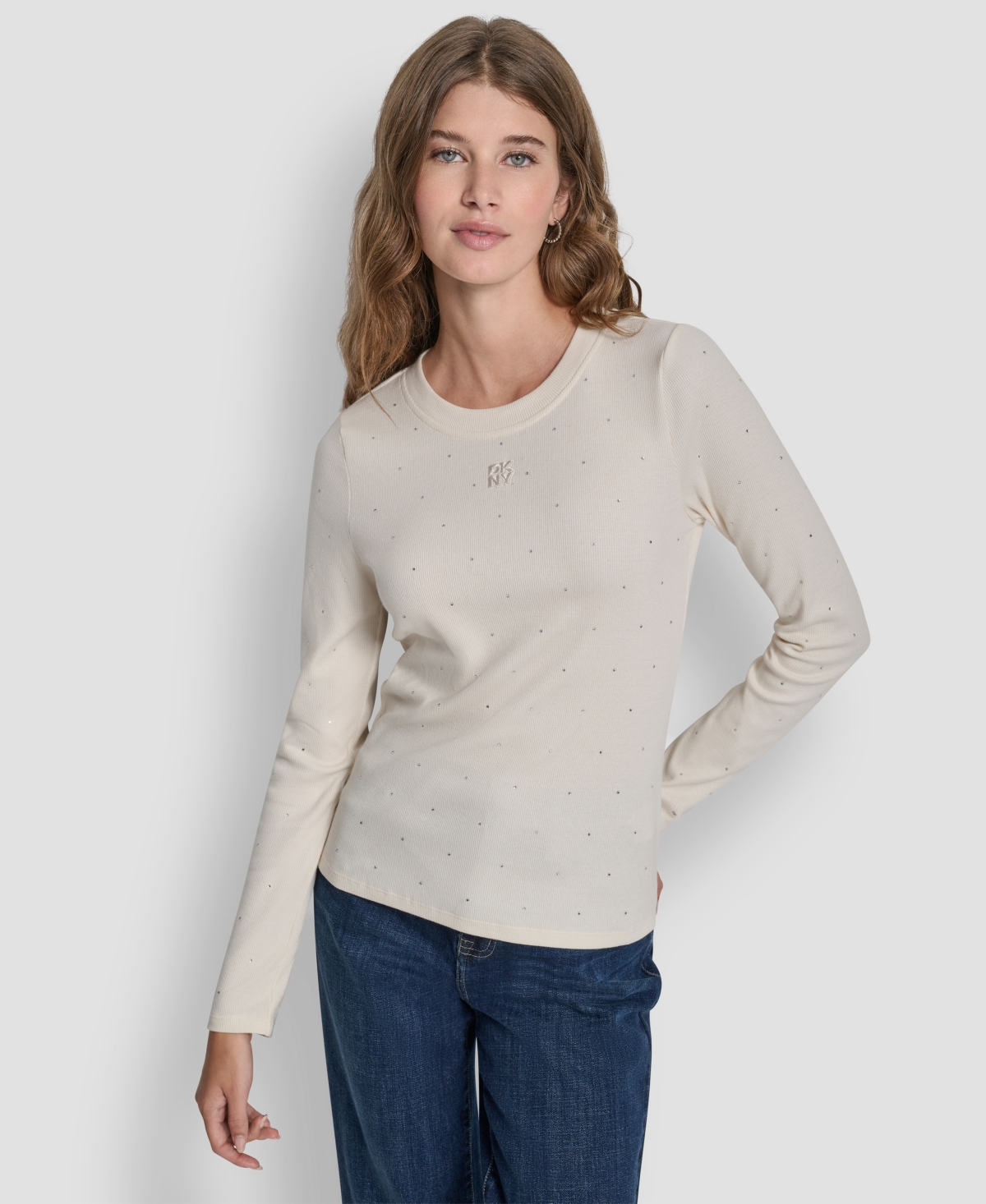 Click here for Dkny Jeans Womens Rhinestone-Embellished Crewneck... prices