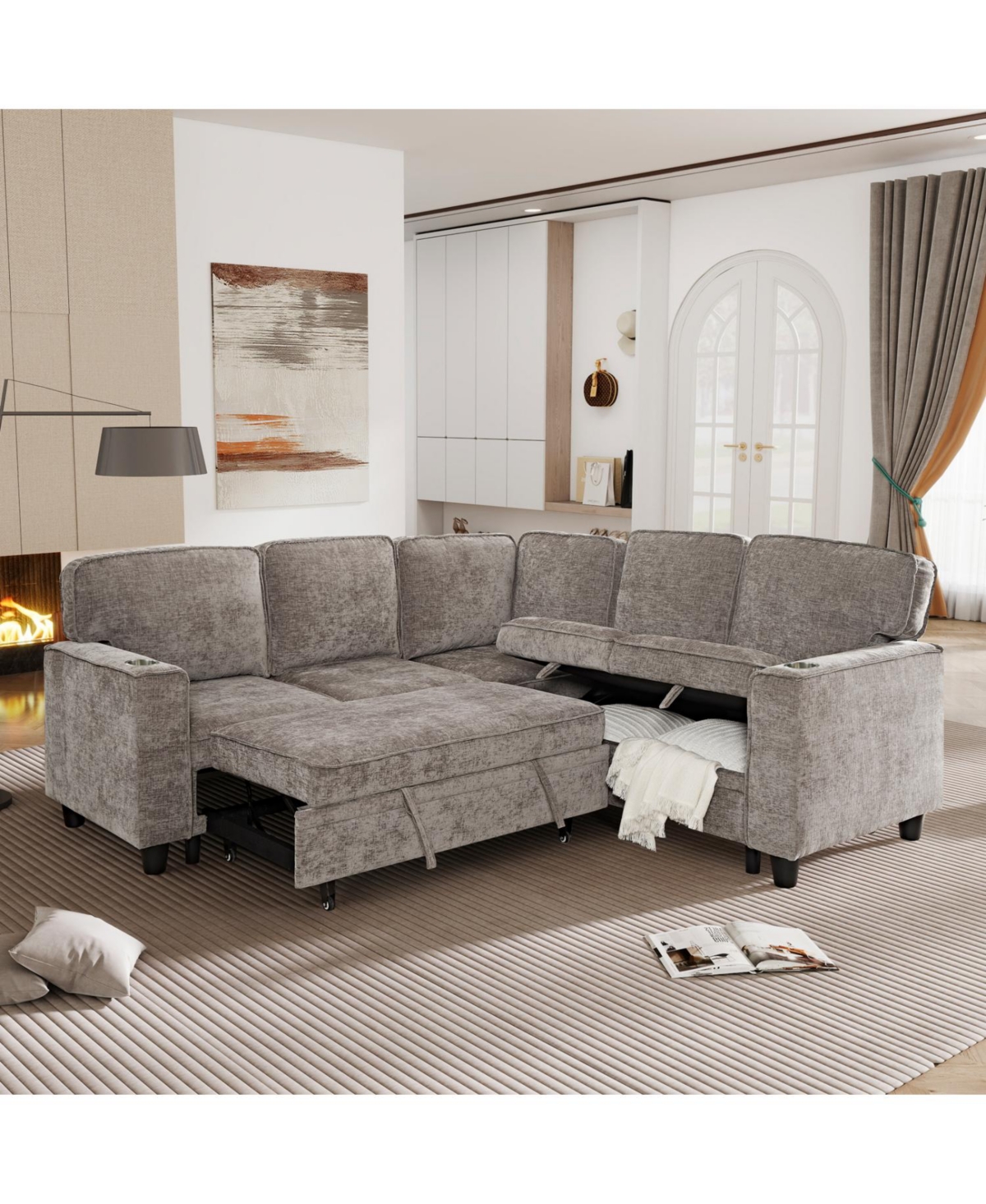 Click here for Streamdale Furniture L-Shaped Pull Out Sleeper Sof... prices