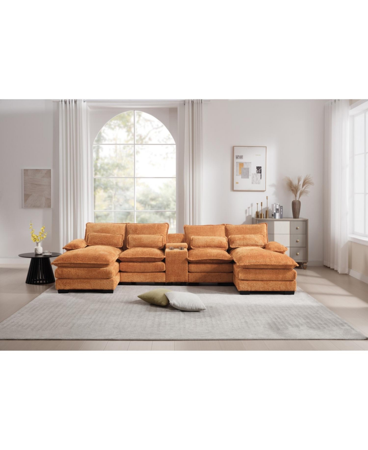 Click here for Streamdale Modern U-Shaped Sofa with Console  Cuph... prices
