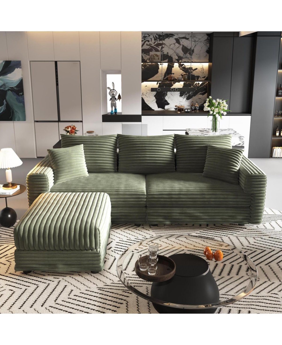 Click here for Streamdale Plush Corduroy 3-Seat Sofa  Modern Comf... prices