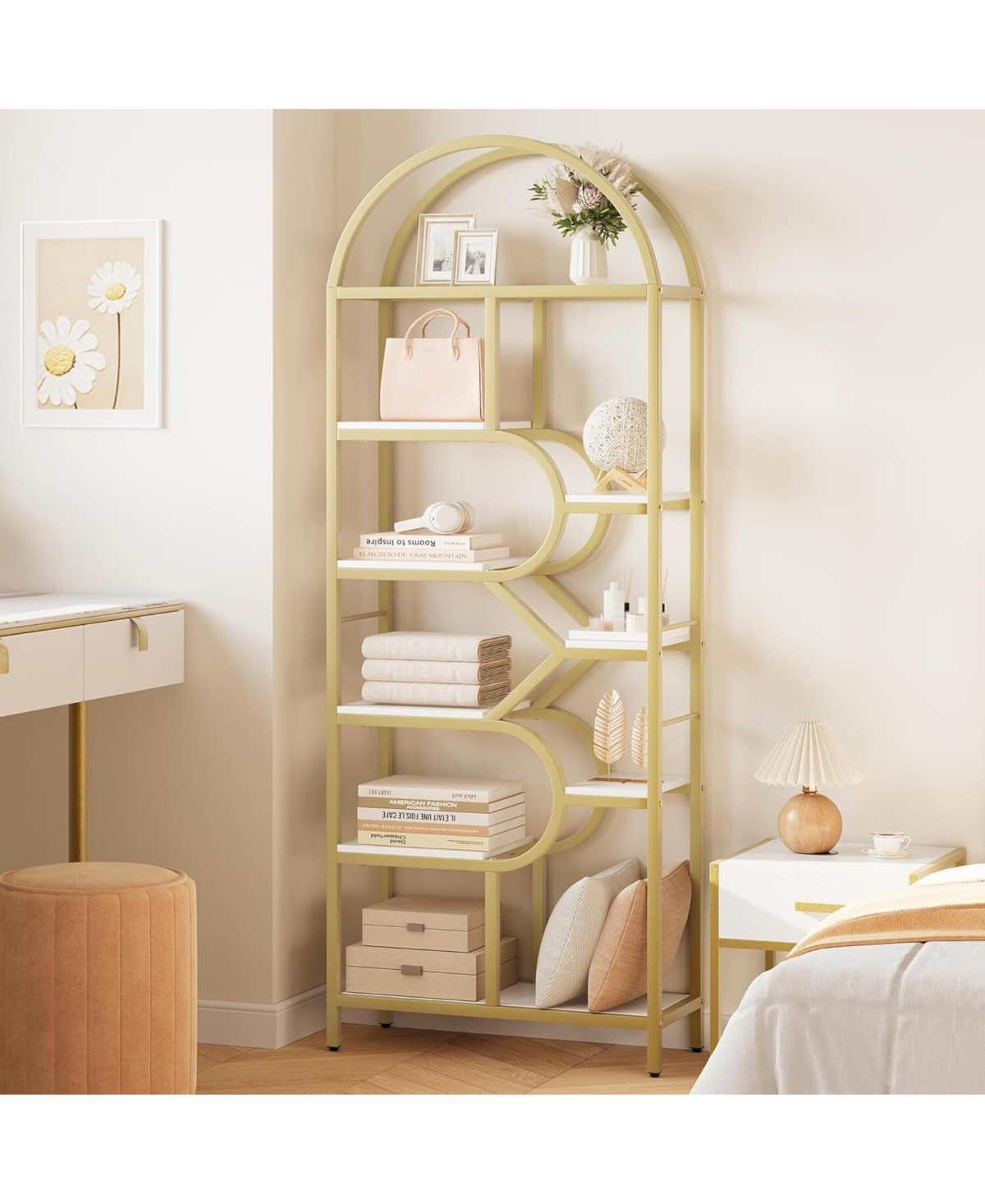 Click here for Gaomon 81.7" 6-Tier Open Arched Bookshelf  Mo... prices