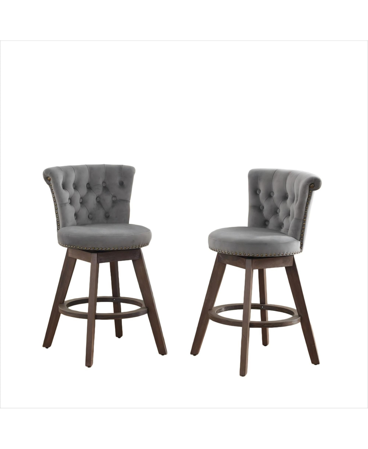 Click here for Boyel Living Set of 2 Velvet Bar Stools with Ergon... prices