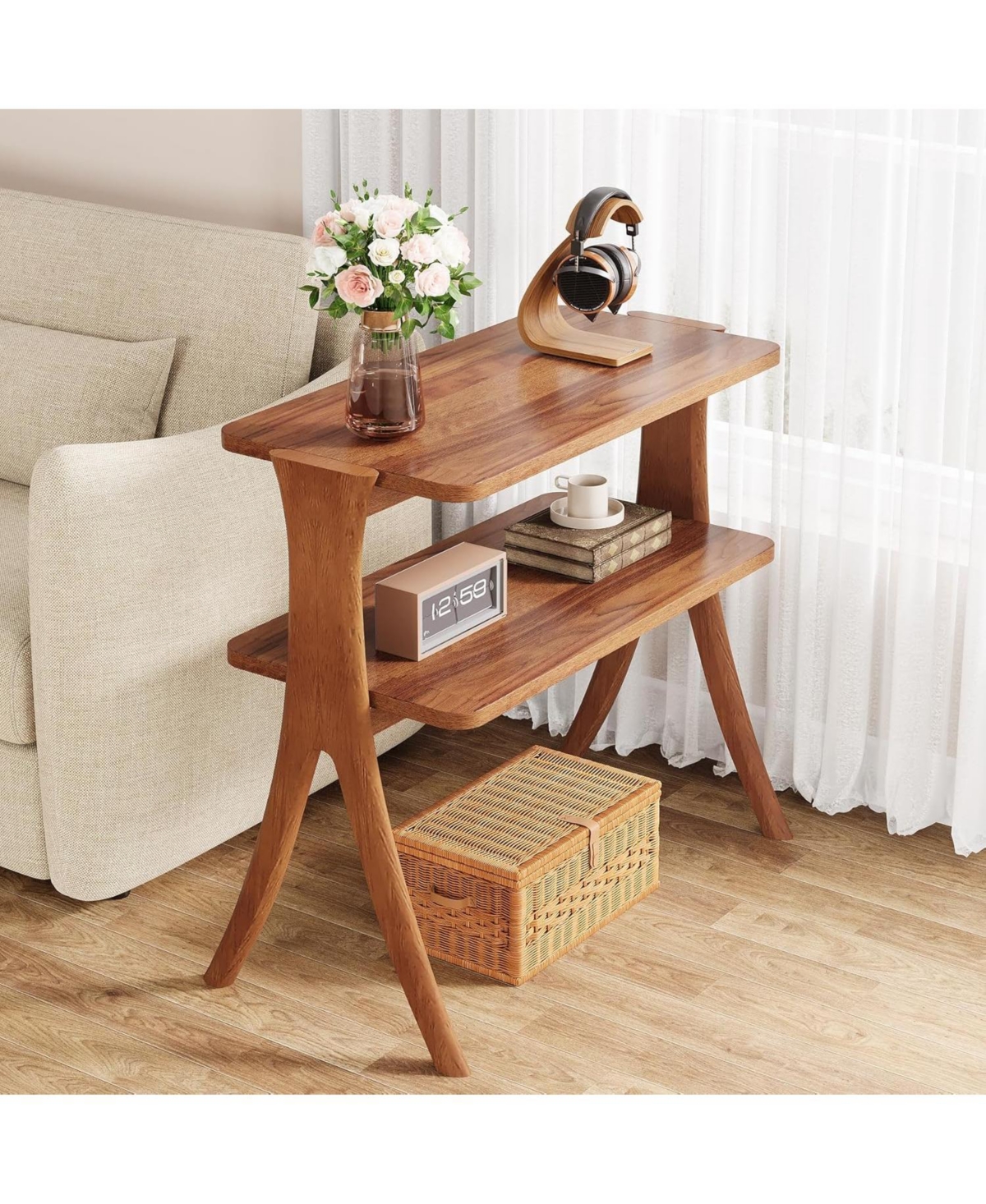 Click here for Tribesigns Walnut Side Table  Narrow End Table wit... prices