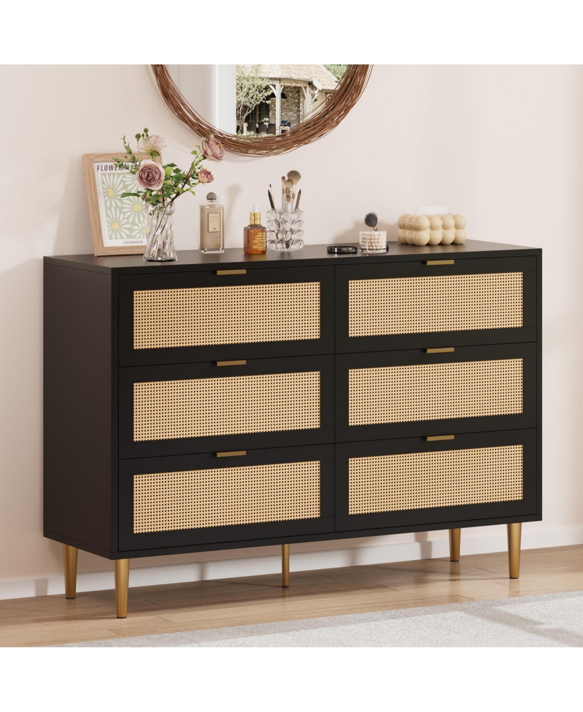 Click here for Gaomon Rattan 5 Drawer Dresser  44Tall Narrow Ches... prices