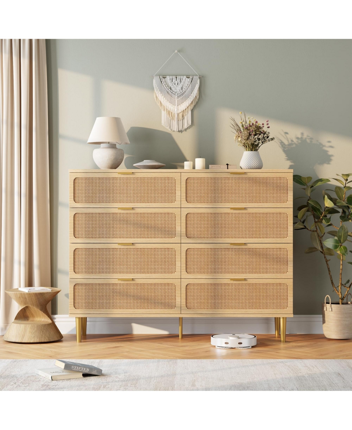 Click here for gaomon Rattan 8-Drawer Dresser  Tall Wood Chest wi... prices