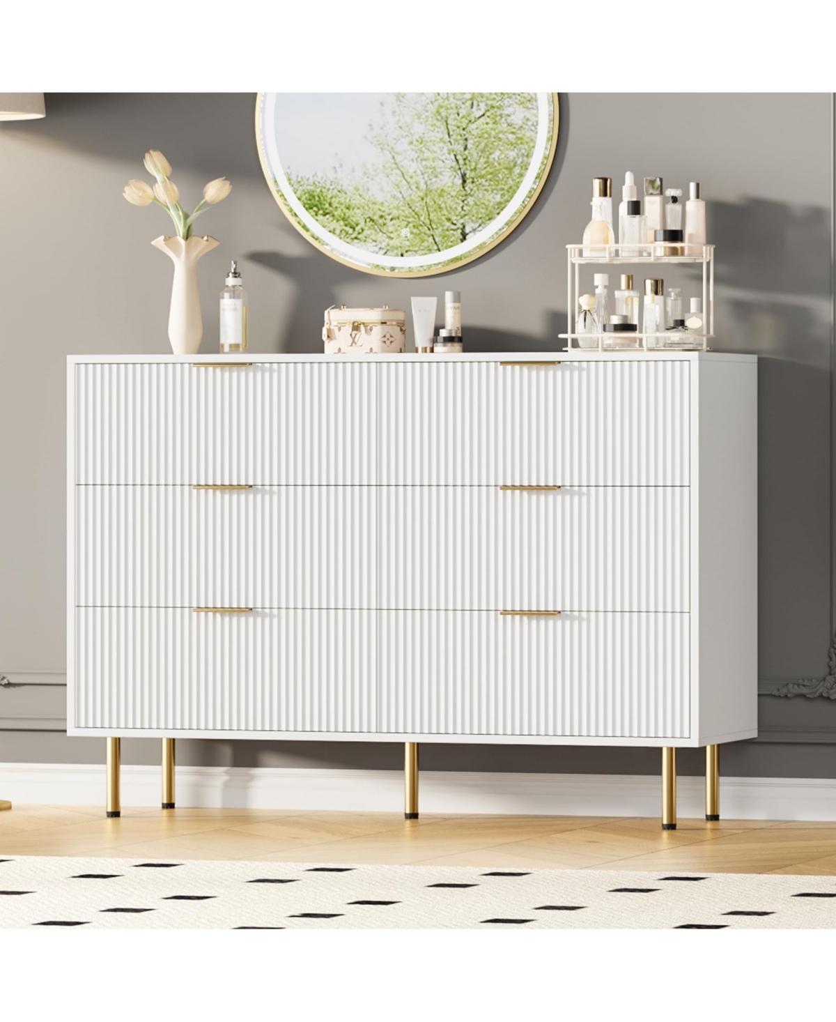 Click here for Gaomon Fluted Wood Dresser 6 Drawers Dresser for B... prices