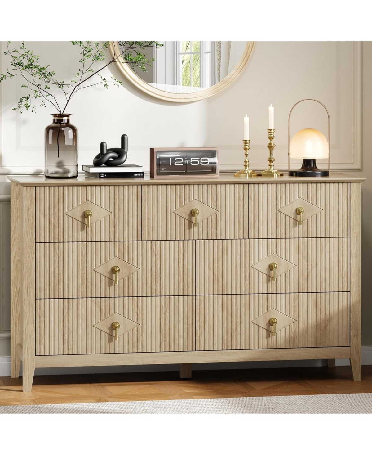 Click here for gaomon 54"W 7-Drawer Modern Wood Chest with M... prices