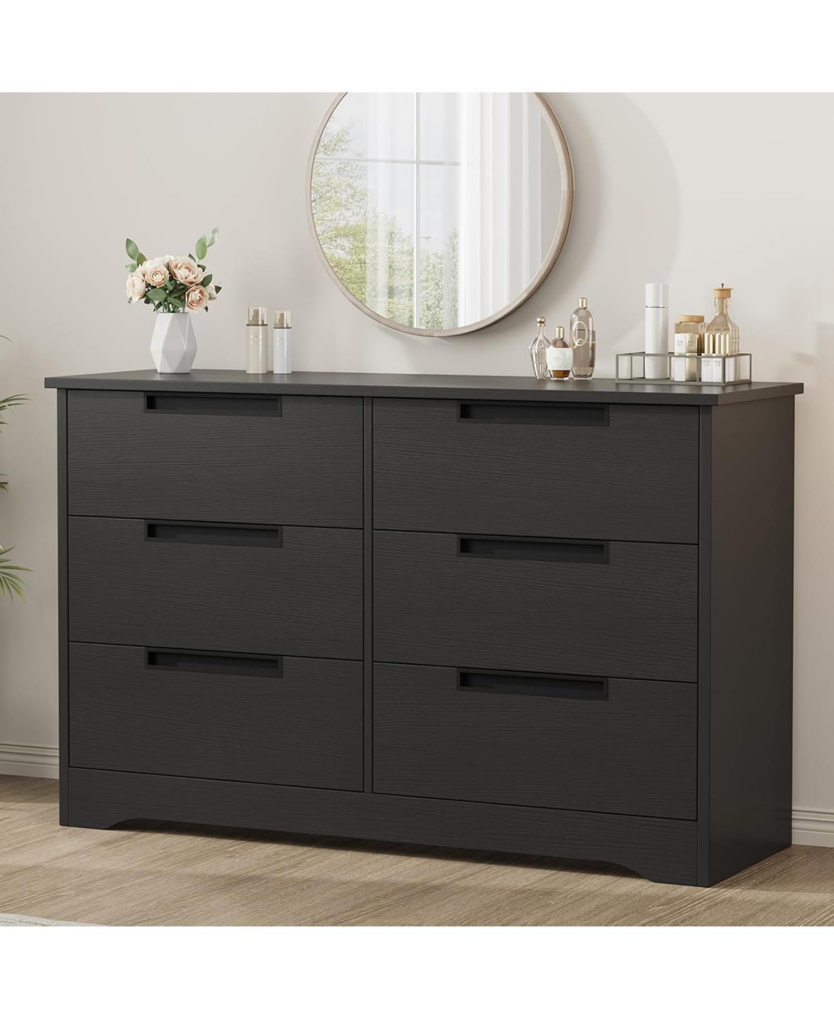 Click here for Gaomon 6-Drawer Modern Bedroom Dresser  Black Wood... prices