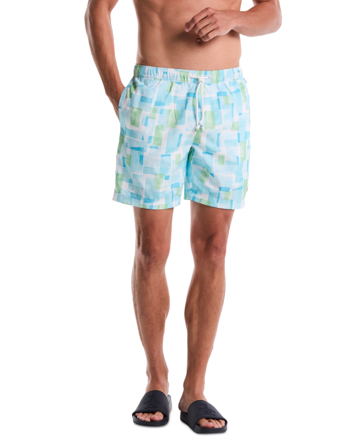 Click here for Original Penguin Mens Retro Geo Print Slim-Fit Swi... prices