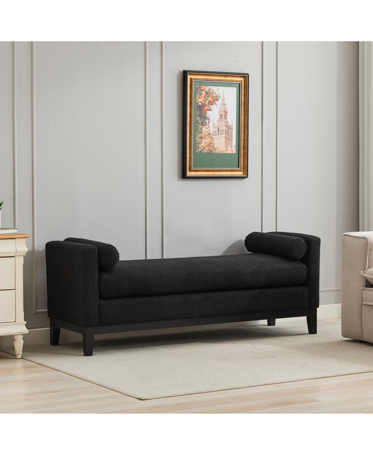 Click here for Streamdale Furniture Elegant Black Boucle Upholste... prices