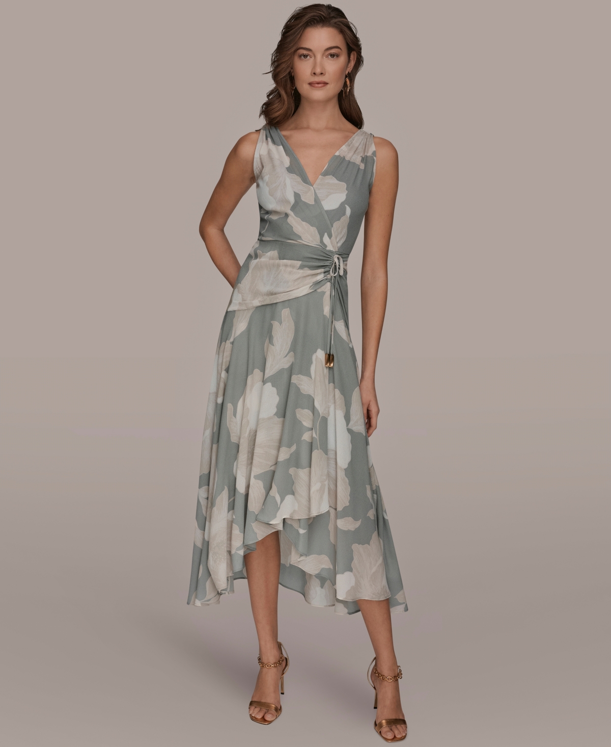 Click here for Donna Karan New York Womens Faux-Wrap Sleeveless D... prices