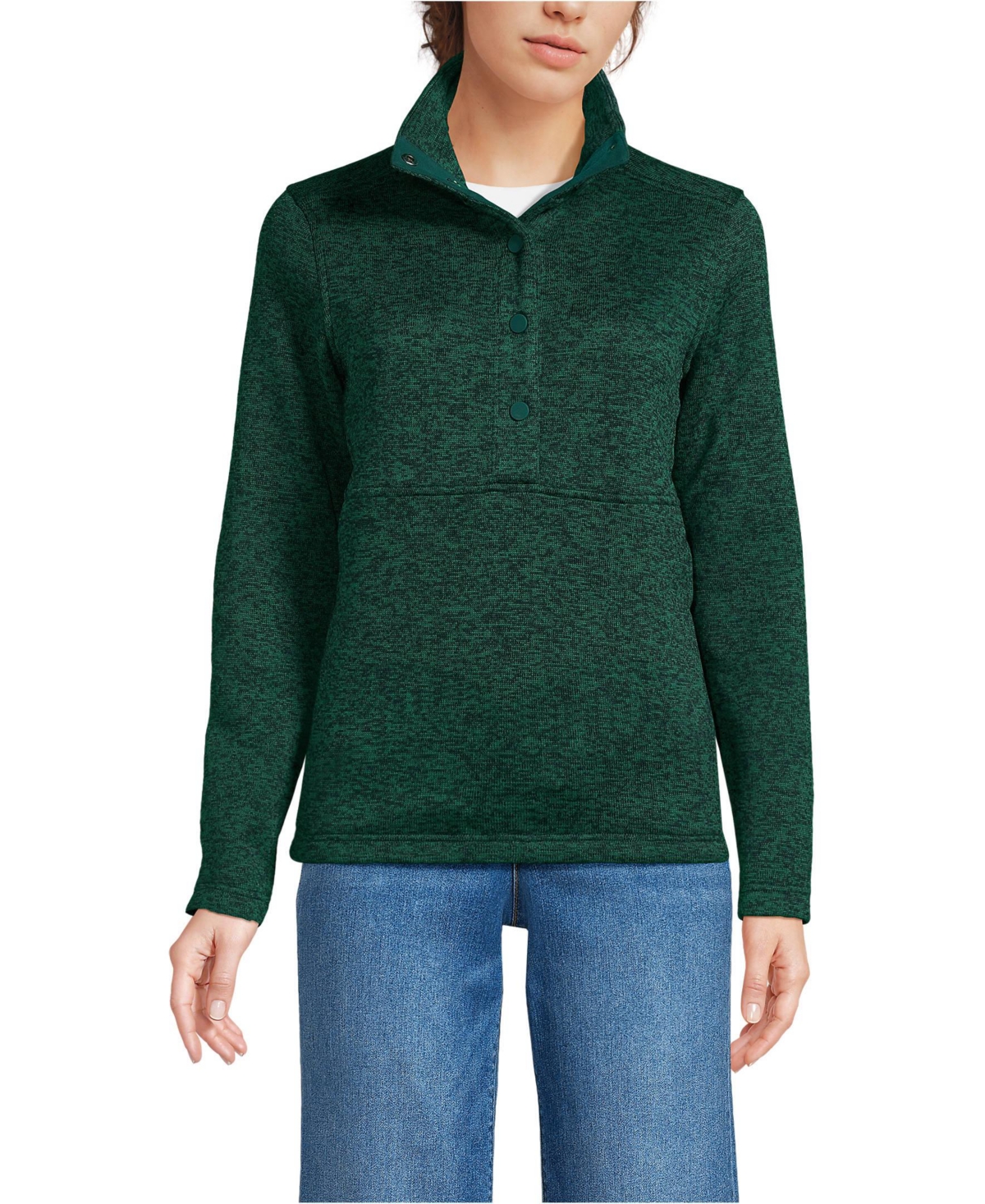 Click here for Lands End Womens Sweater Fleece Snap Neck Pullover... prices